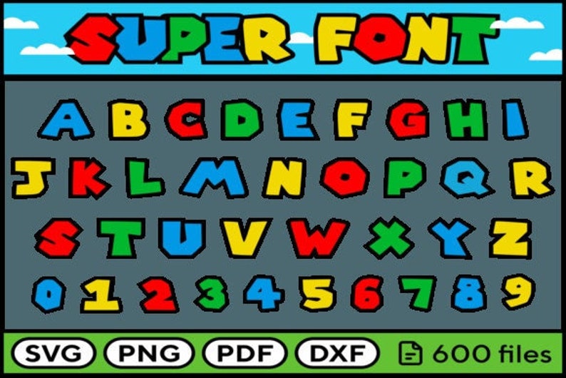 Super Font Alphabet Super Mario Inspired Font Supertext Super Mario ...