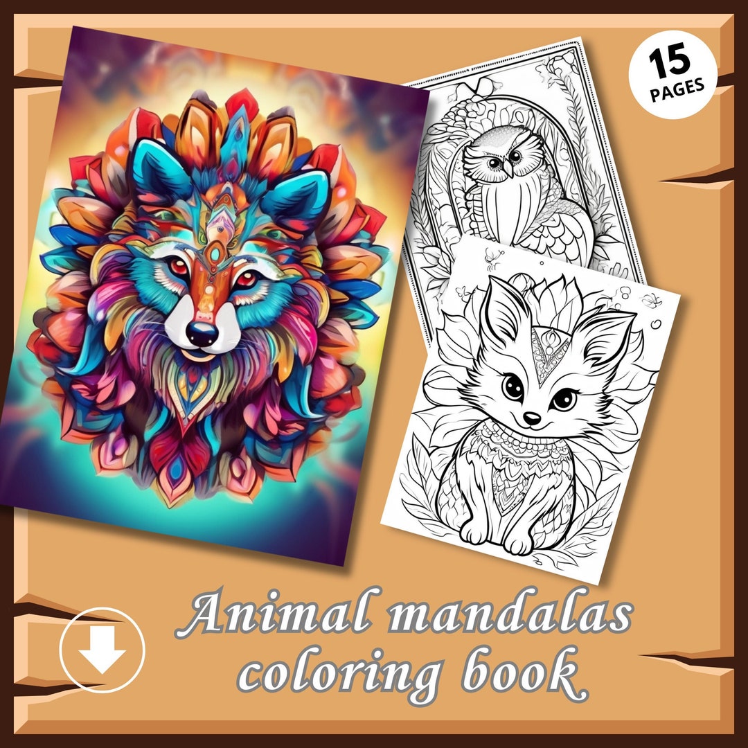 15 Pages Animal Mandala Coloring Book Animal Mandala Coloring Book ...