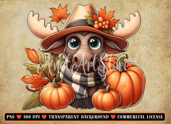 Thanksgiving Moose Thanksgiving Moose Sublimation PNG Moose Clipart ...