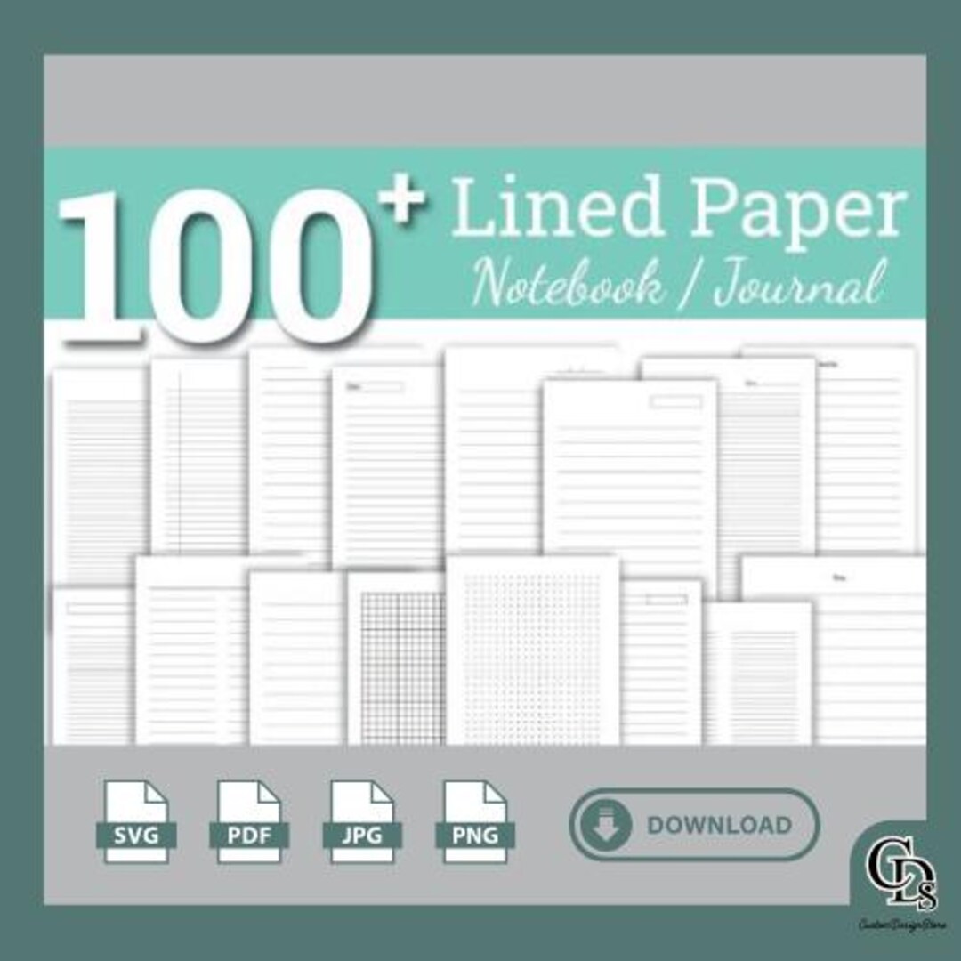 Lined Paper Bundle | Notebook | Journal | PNG | SGV | PDF | Source File ...