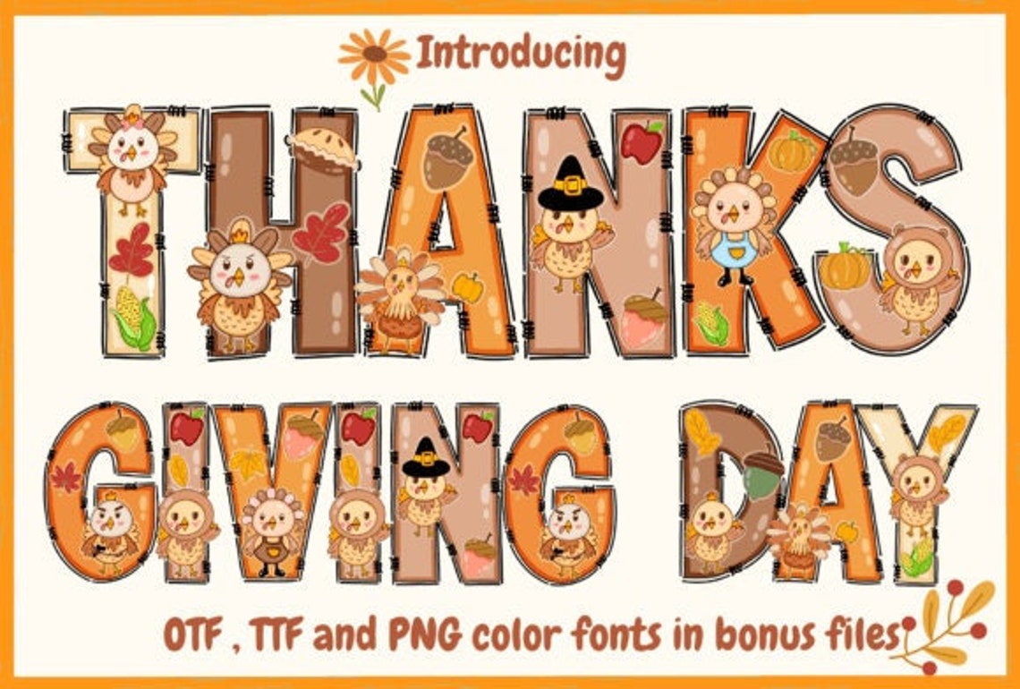 Thanksgiving Day Font Font for Kids' Projects & School Activities ...