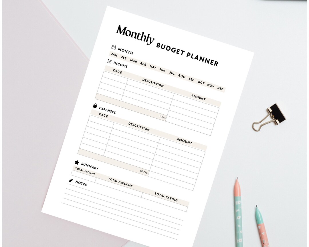 Monthly Budget Planner Printable Fillable PDF, Budget Tracker Template ...