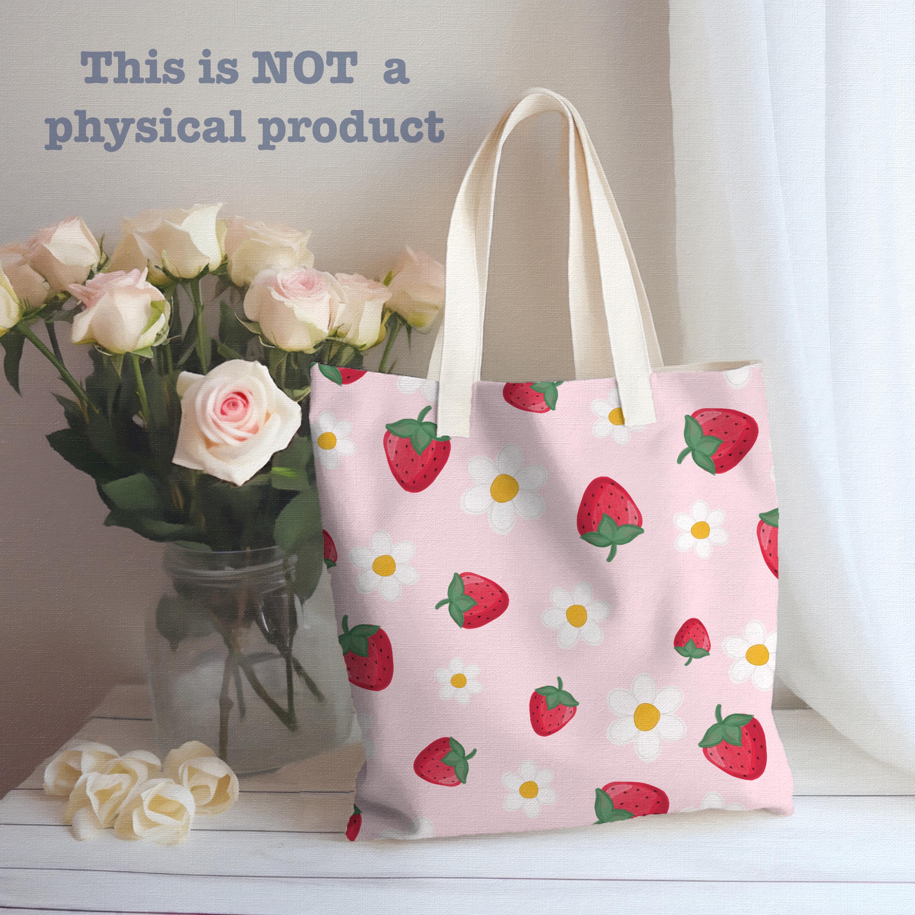 Pink Strawberry Daisy Spring Summer Fruity Seamless Pattern PNG Hand ...