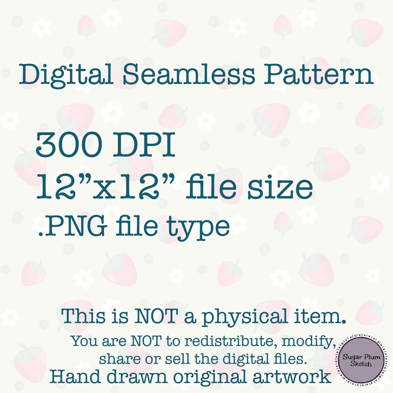 Pink Strawberry Daisy Spring Summer Fruity Seamless Pattern PNG Hand ...