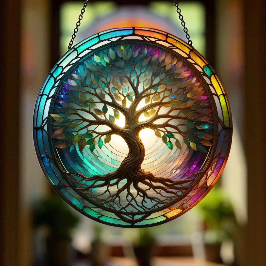 Tree of Life Suncatcher, Tree Glass Suncatcher, Window Hanging Decor ...