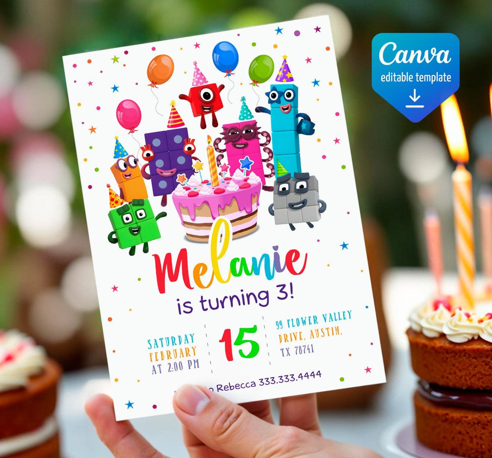 Editable Printable Invitation, Numberblocks Birthday Invitation ...