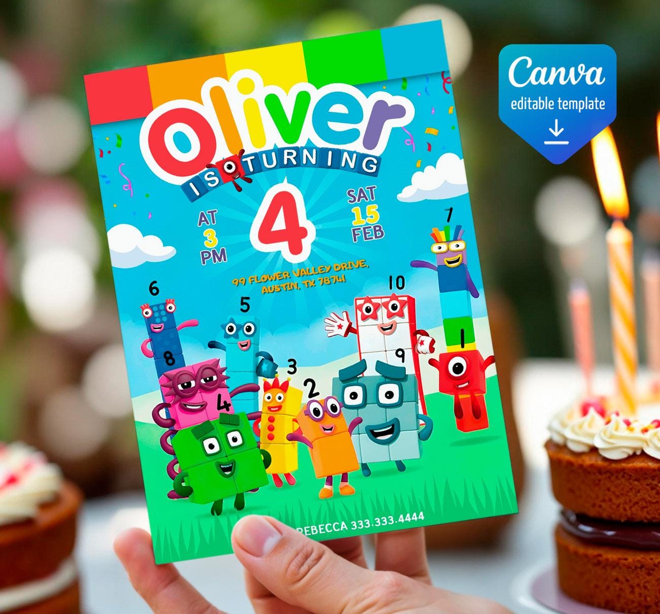 Editable Printable Invitation, Numberblocks Birthday Invitation ...