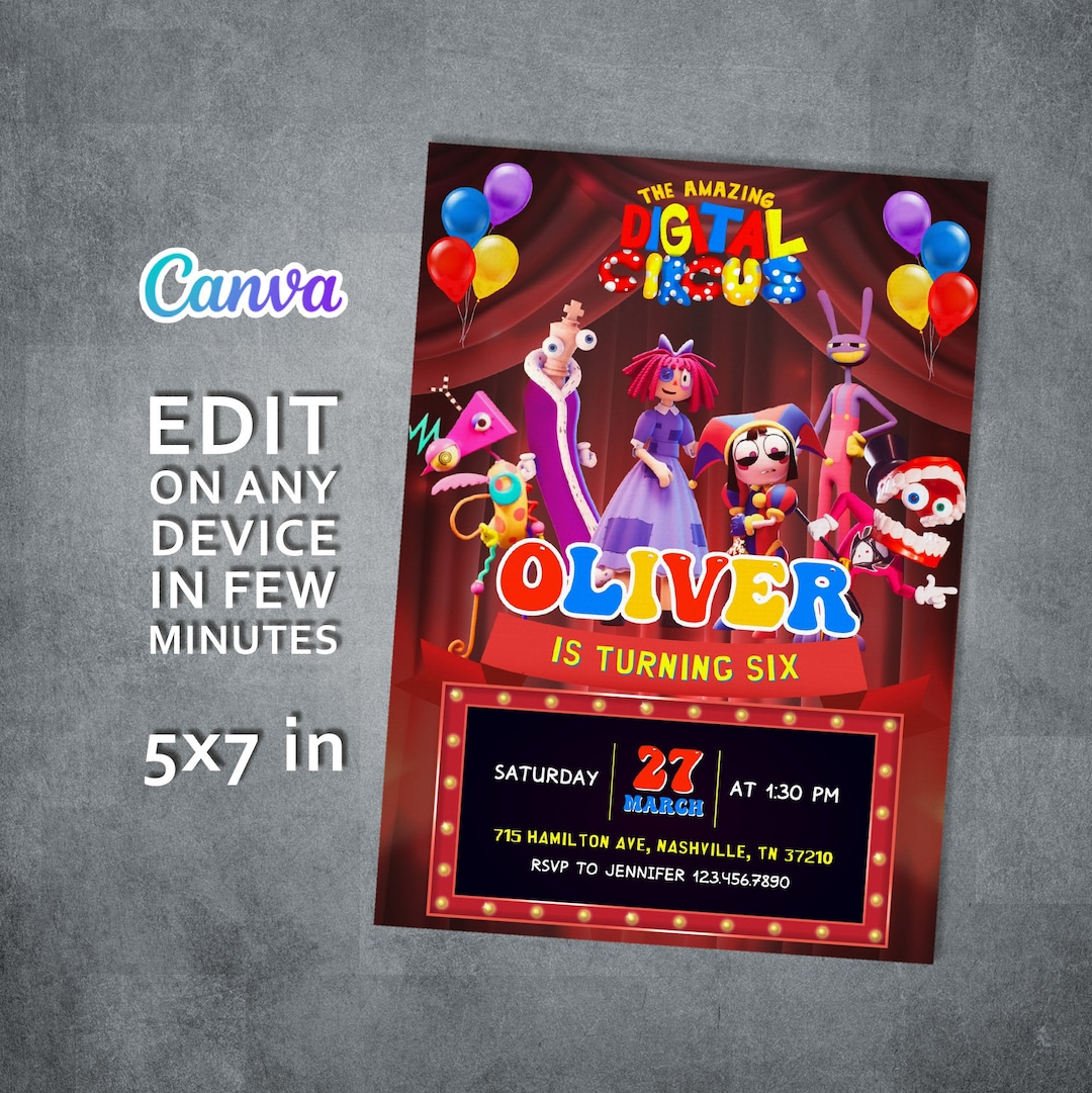 Printable the Amazing Digital Circus Invitation, Editable Digital ...