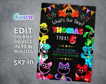 Printable Smiling Critters Invitation, Smiling Critters Party, Editable ...