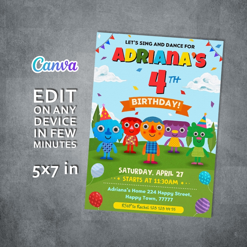 Printable Super Simple Songs Invitation, Music First Party, Editable ...