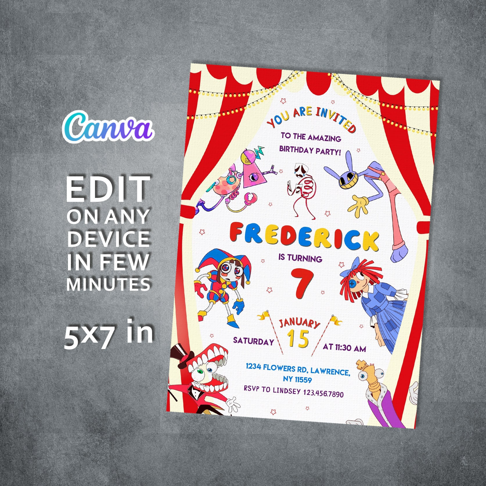 Printable the Amazing Digital Circus Invitation, Editable Digital ...