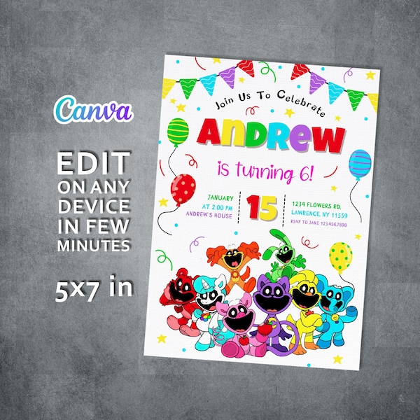 Smiling Critters Printable Invitation - Etsy