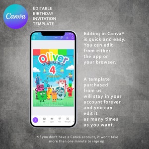 Editable Printable Invitation, Numberblocks Birthday Invitation ...