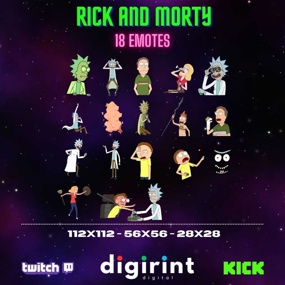 Animated Twitch Emote, Rick and Morty Animated Emote, Emote Pack, Funny ...