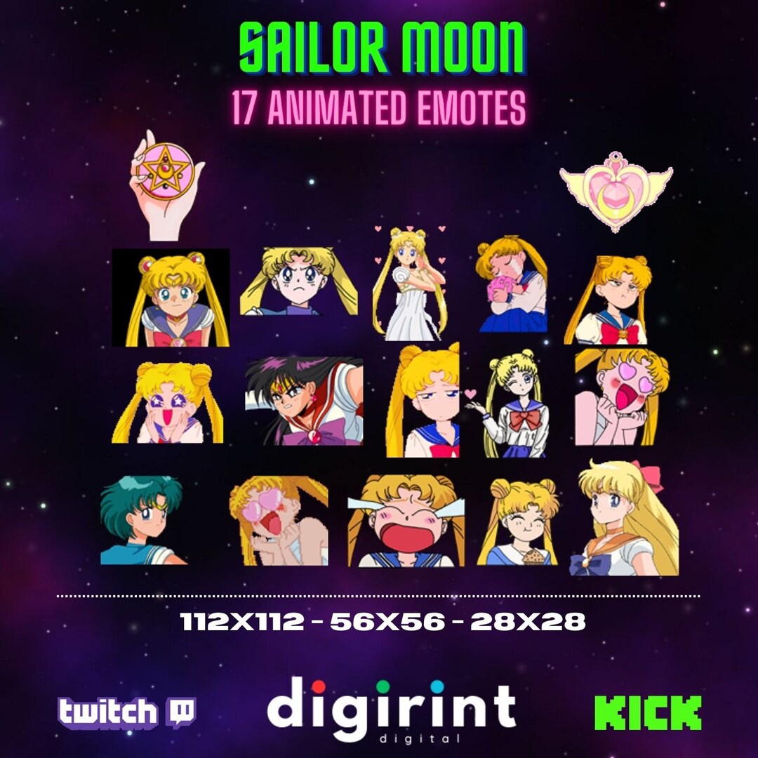 Animated Twitch Emote, Sailor Moon Animated Emote, Emote Pack, Funny ...