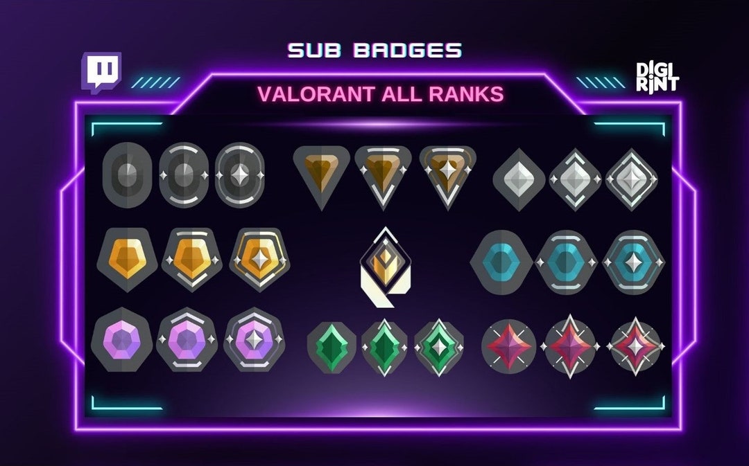 All Valorant Badges Ranks Valorant Emotes Valorant Badges Twitch - Etsy