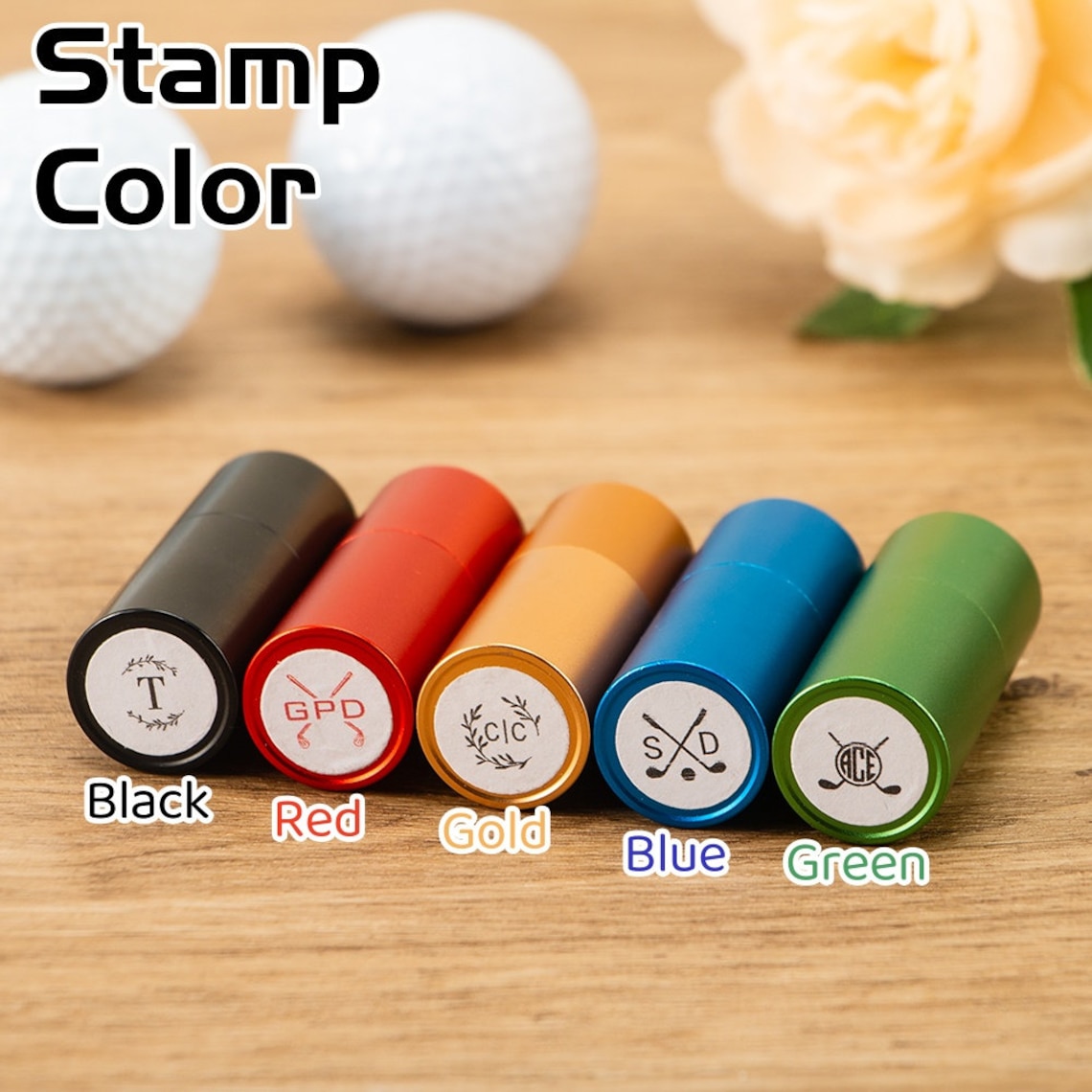 Personalized Custom Name Golf Ball Stamp, Golf Ball Marker, Color Ink ...