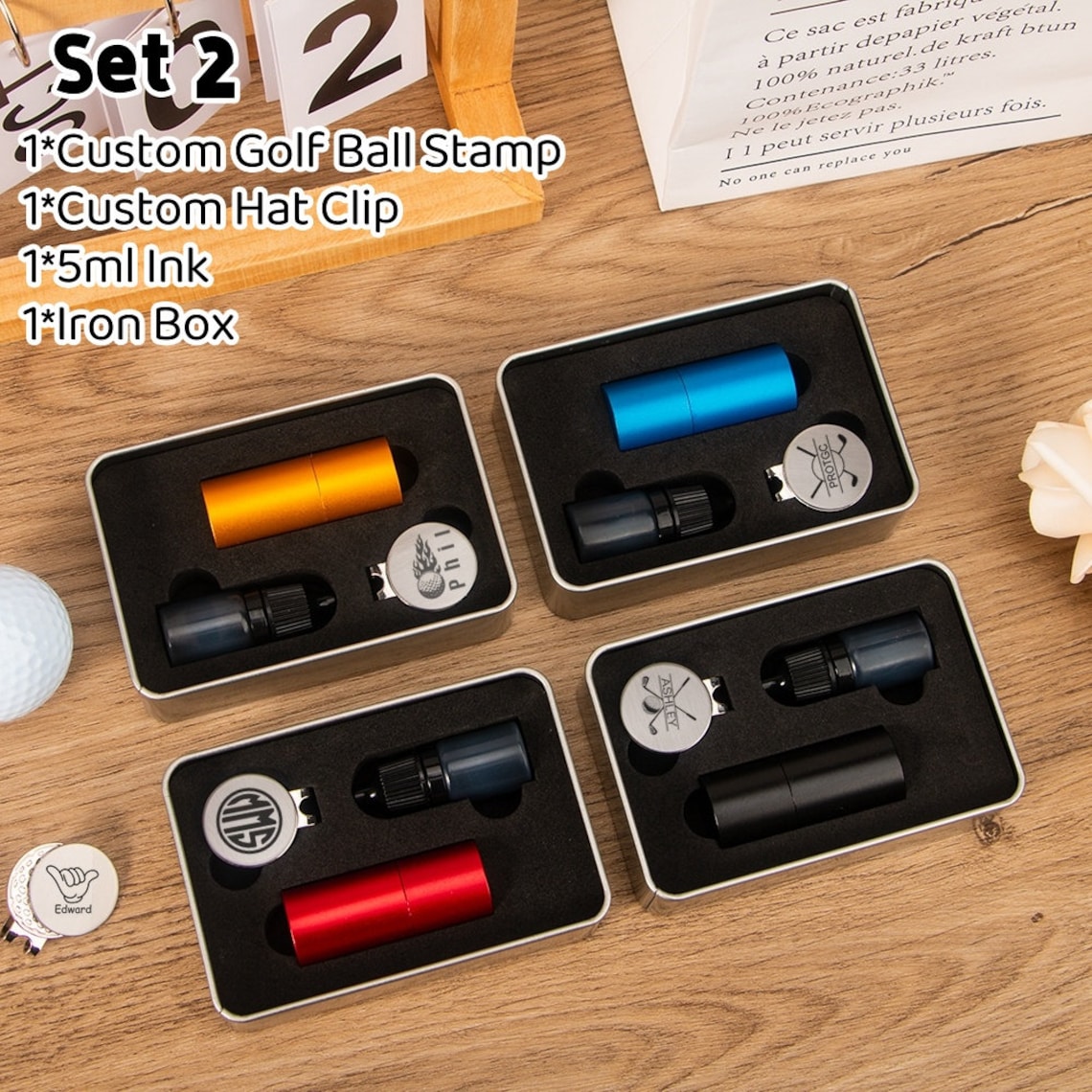 Personalized Custom Name Golf Ball Stamp, Golf Ball Marker, Color Ink ...