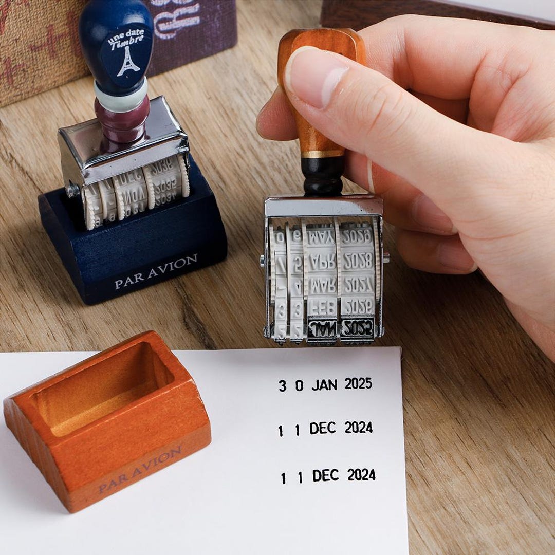 Retro Roller Date Stamp, Vintage Adjustable Date Stamp, Rotary Date ...