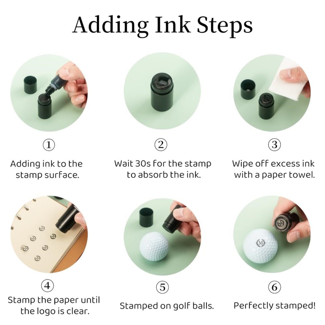 Personalized Custom Name Golf Ball Stamp, Golf Ball Marker, Color Ink ...