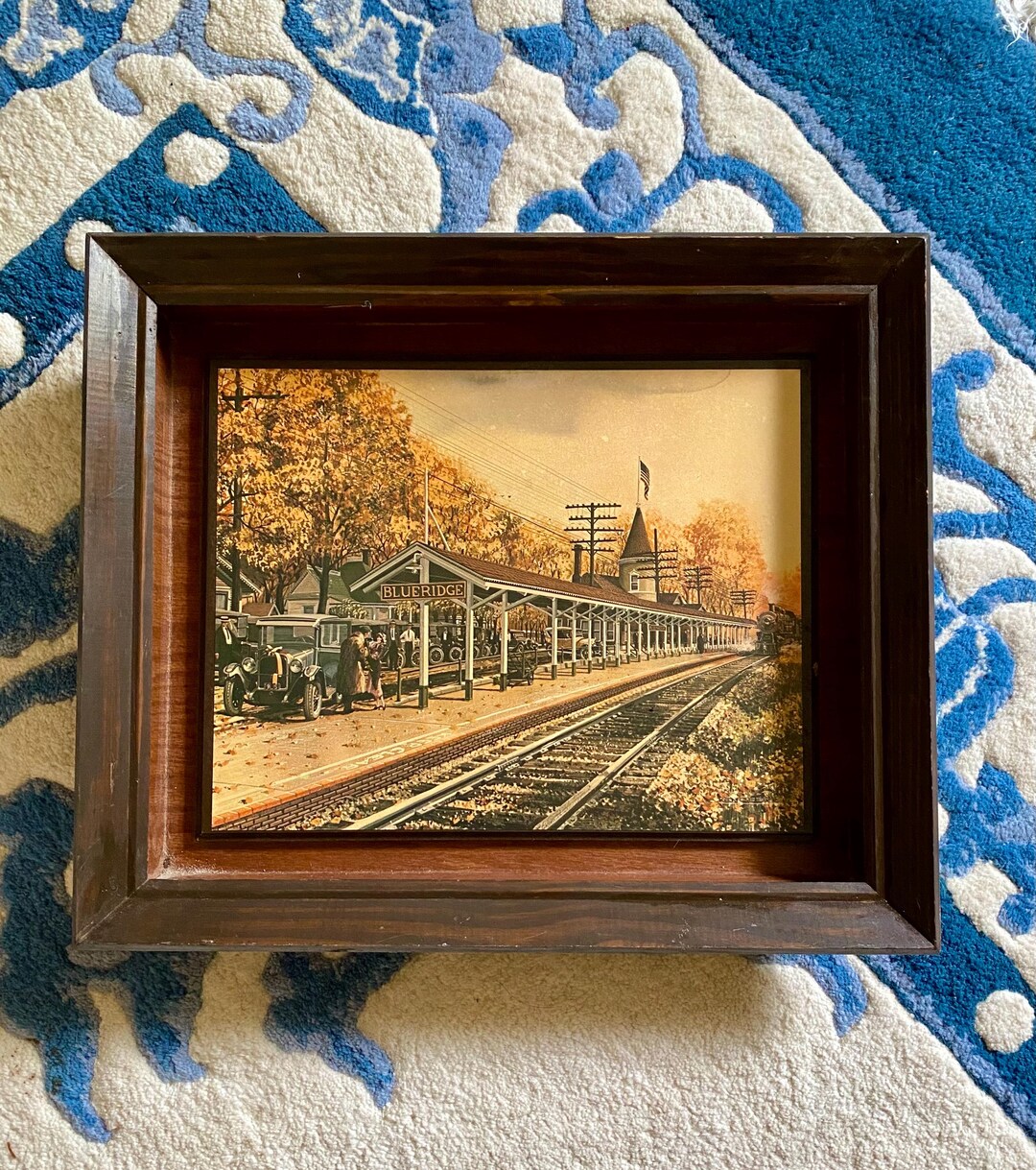 Vintage Lithograph on Wood in Shadow Box Frame by Ken Eberts, “blue ...