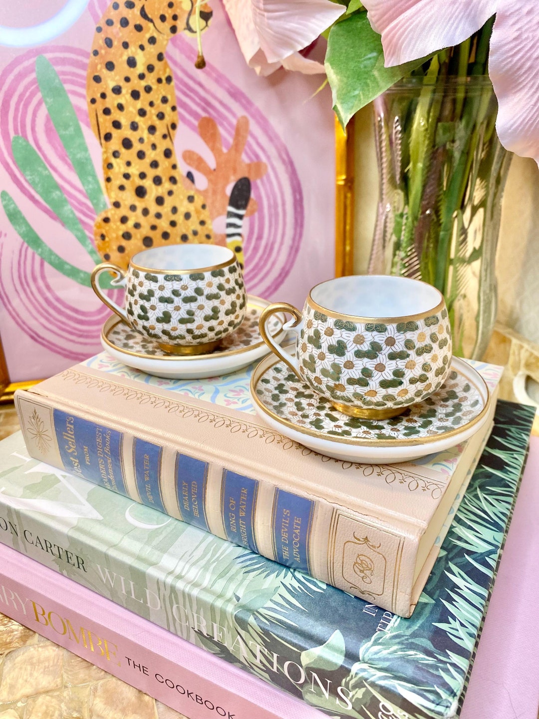 Pair of Vintage Japanese Lithophane Geisha Tea Cups & Saucers ...