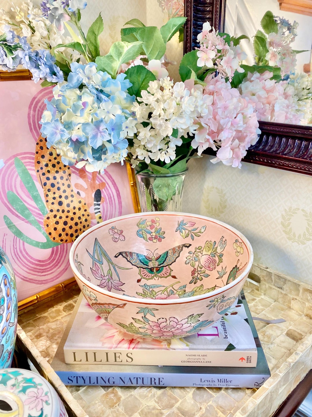 Vintage Hand Painted in Macau United Pacific Porcelain Large Decorative ...