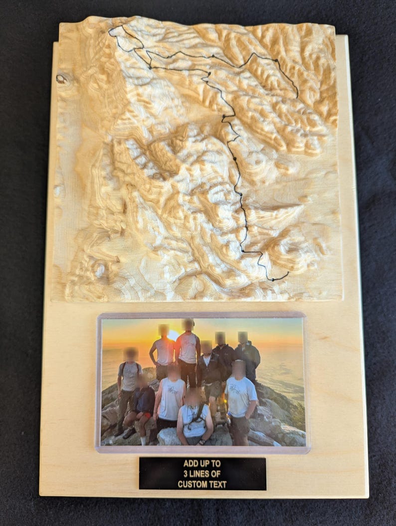 3D Wooden Hiking Trek Map -customized to Your Hike - Etsy