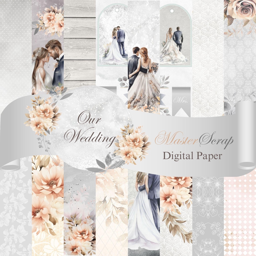 Floral Wedding Digital Paper Pack, Scrapbook (digital Download - Etsy