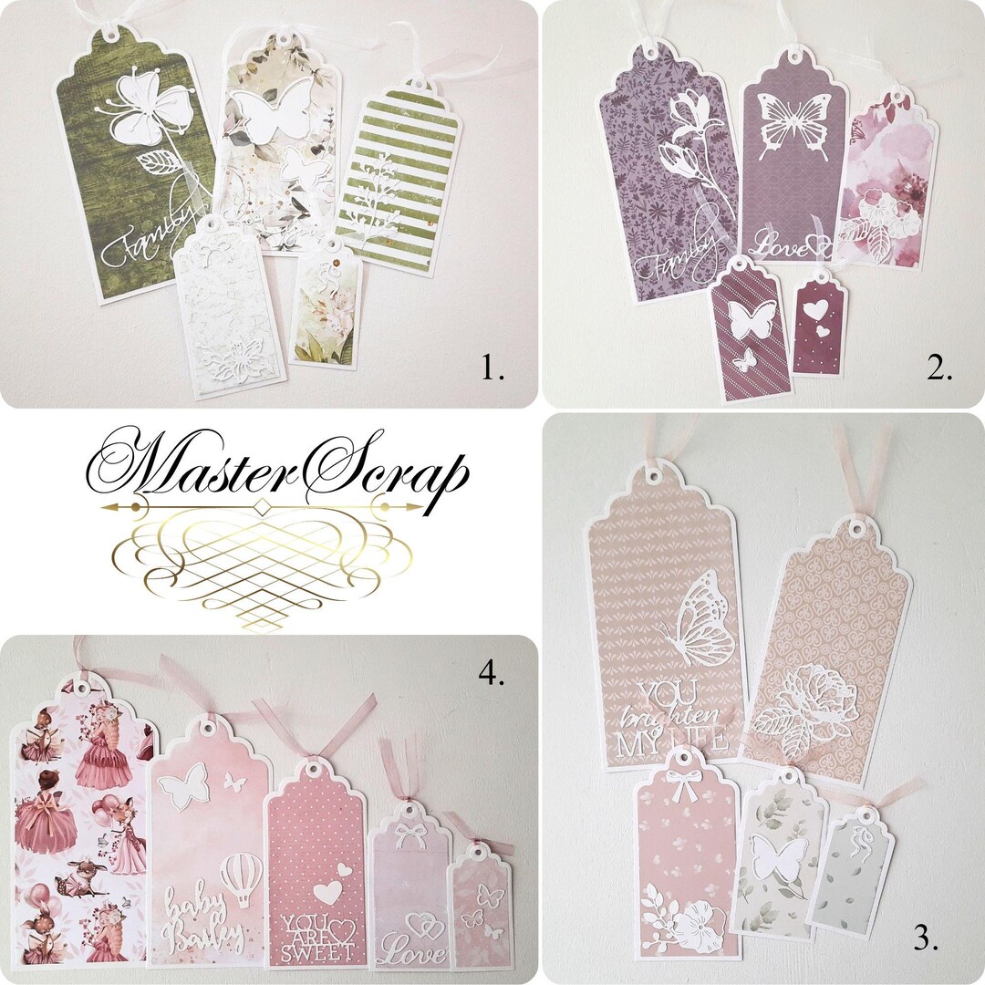 Handmade Scrapbook Paper Tag Set, Die-cut Embellishments - Etsy
