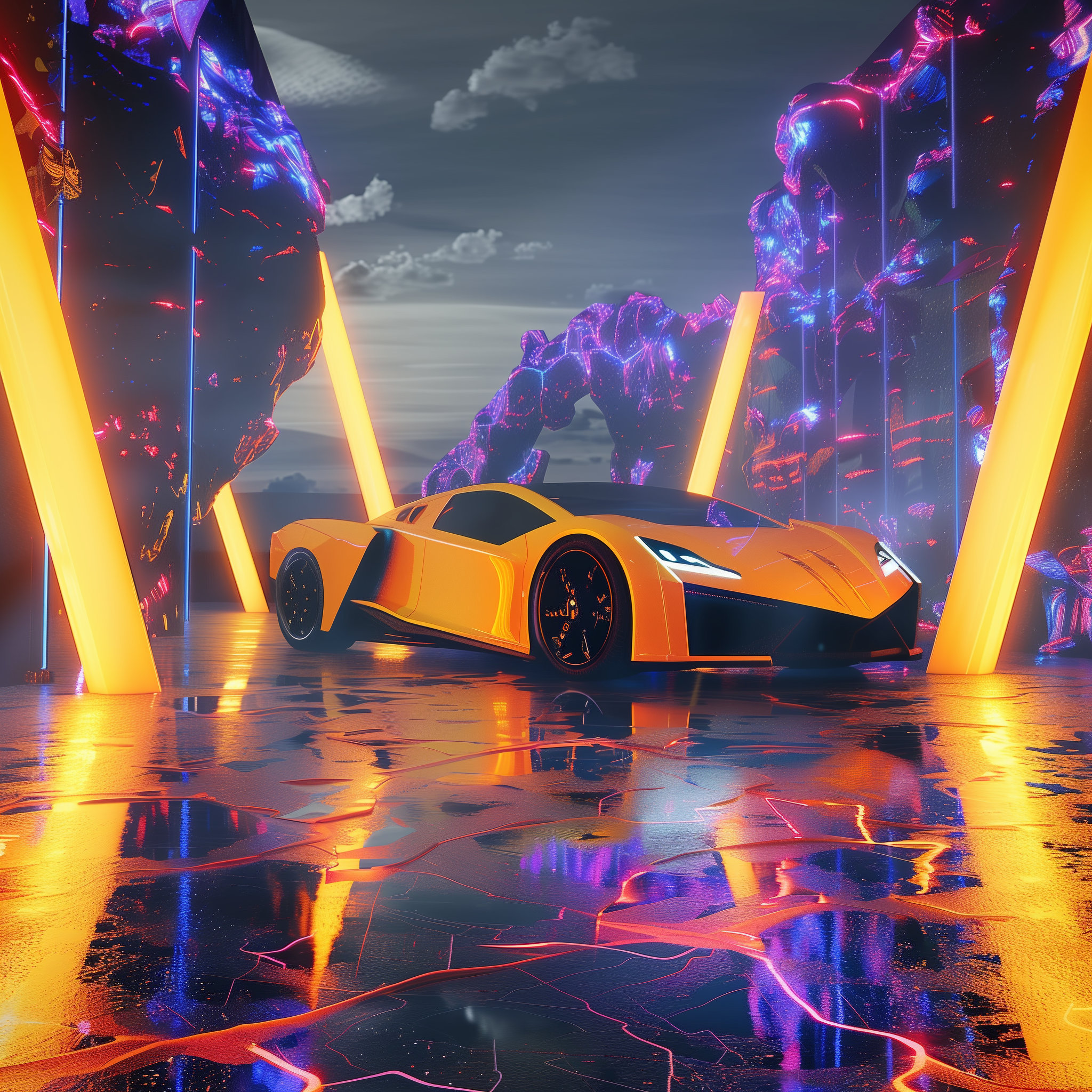 Luminous Lamborghini: Neon Automotive Art - Etsy