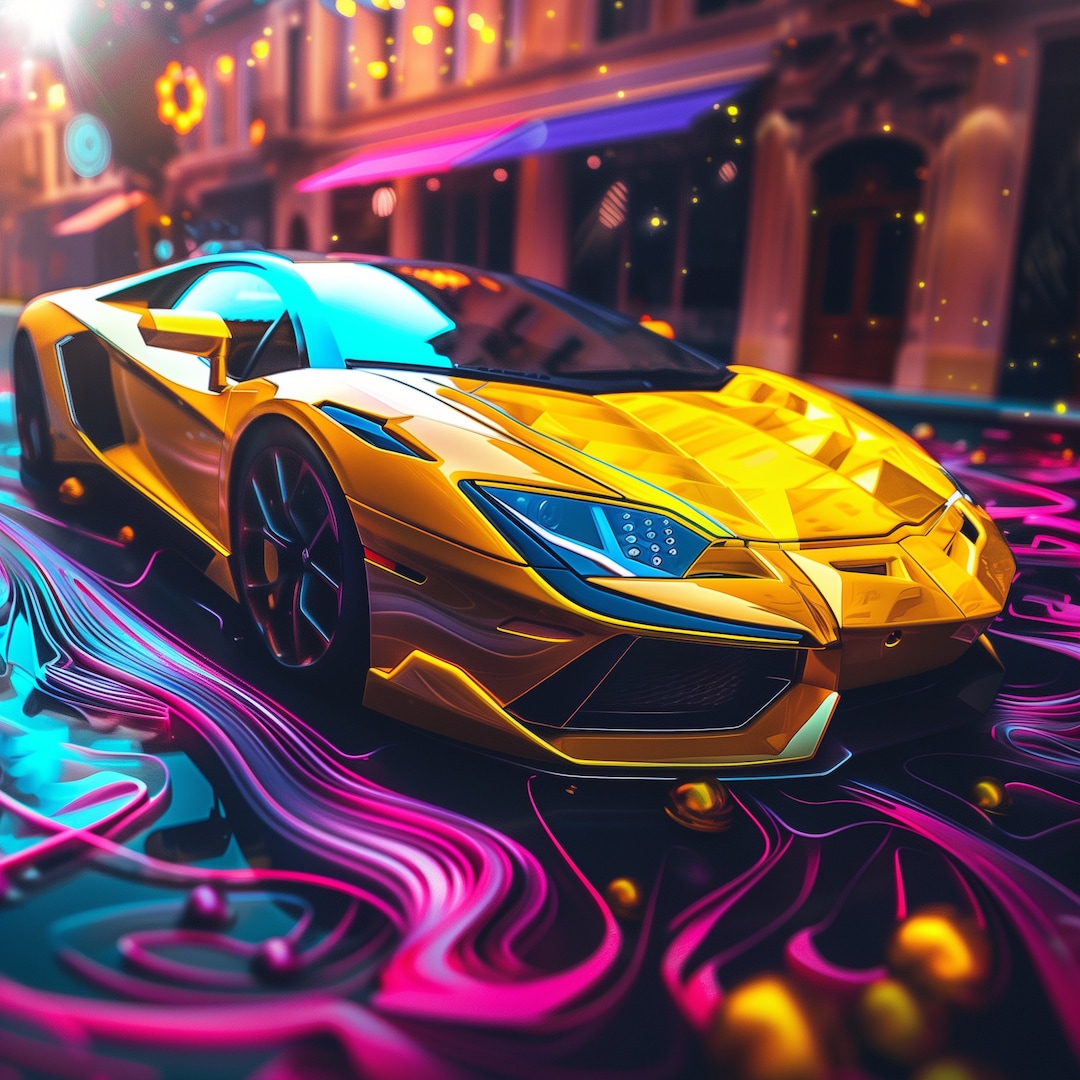 Luminous Lamborghini: Neon Automotive Art - Etsy
