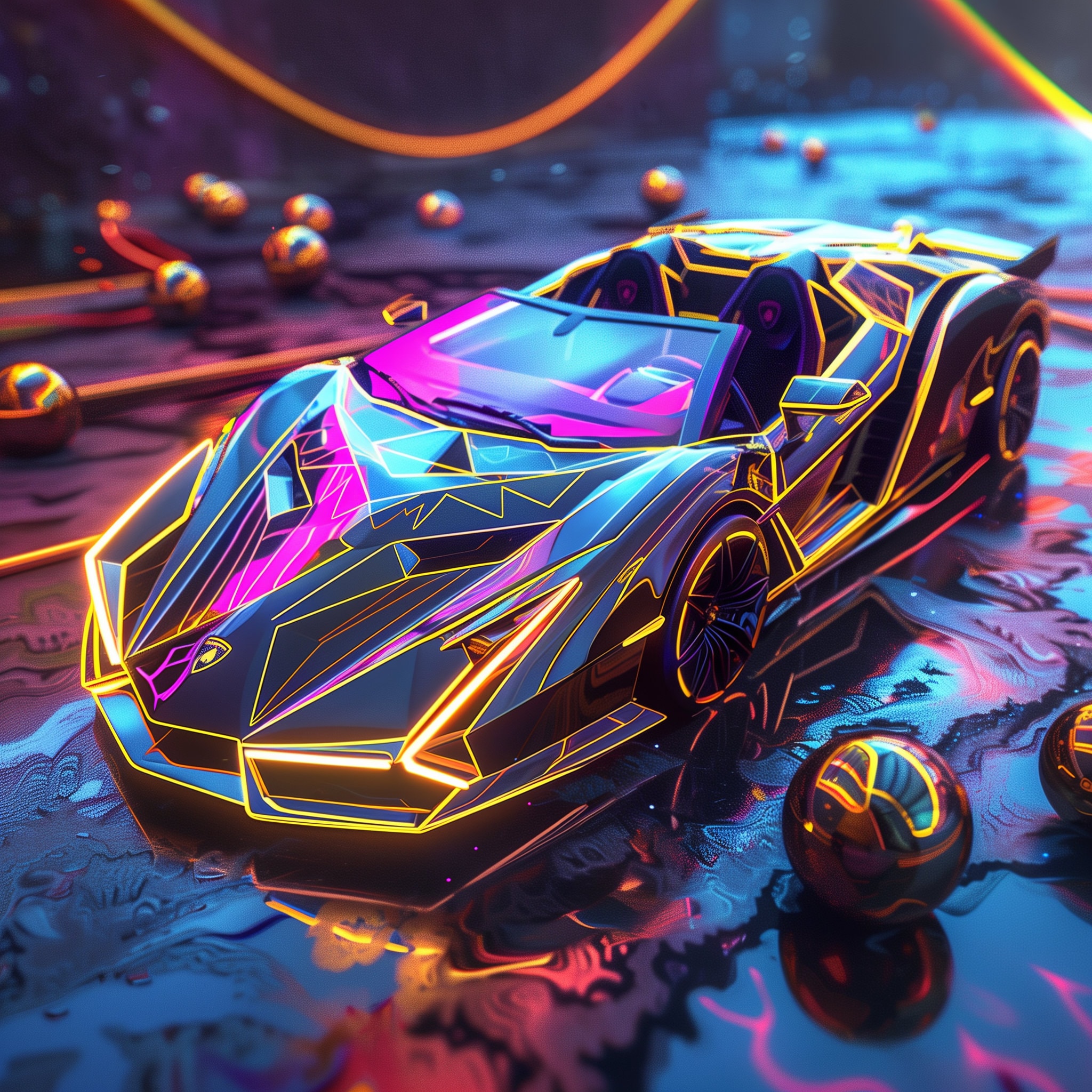 Luminous Lamborghini: Neon Automotive Art - Etsy