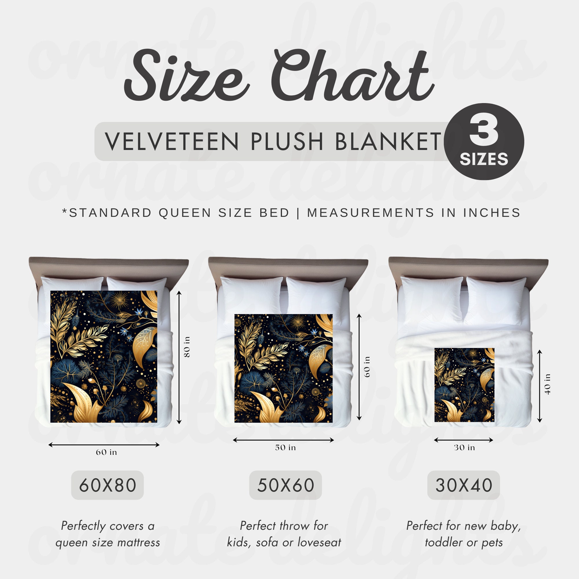 Blanket Mockup Size Guide, Drag and Drop Canva Overlay PNG, Velveteen ...