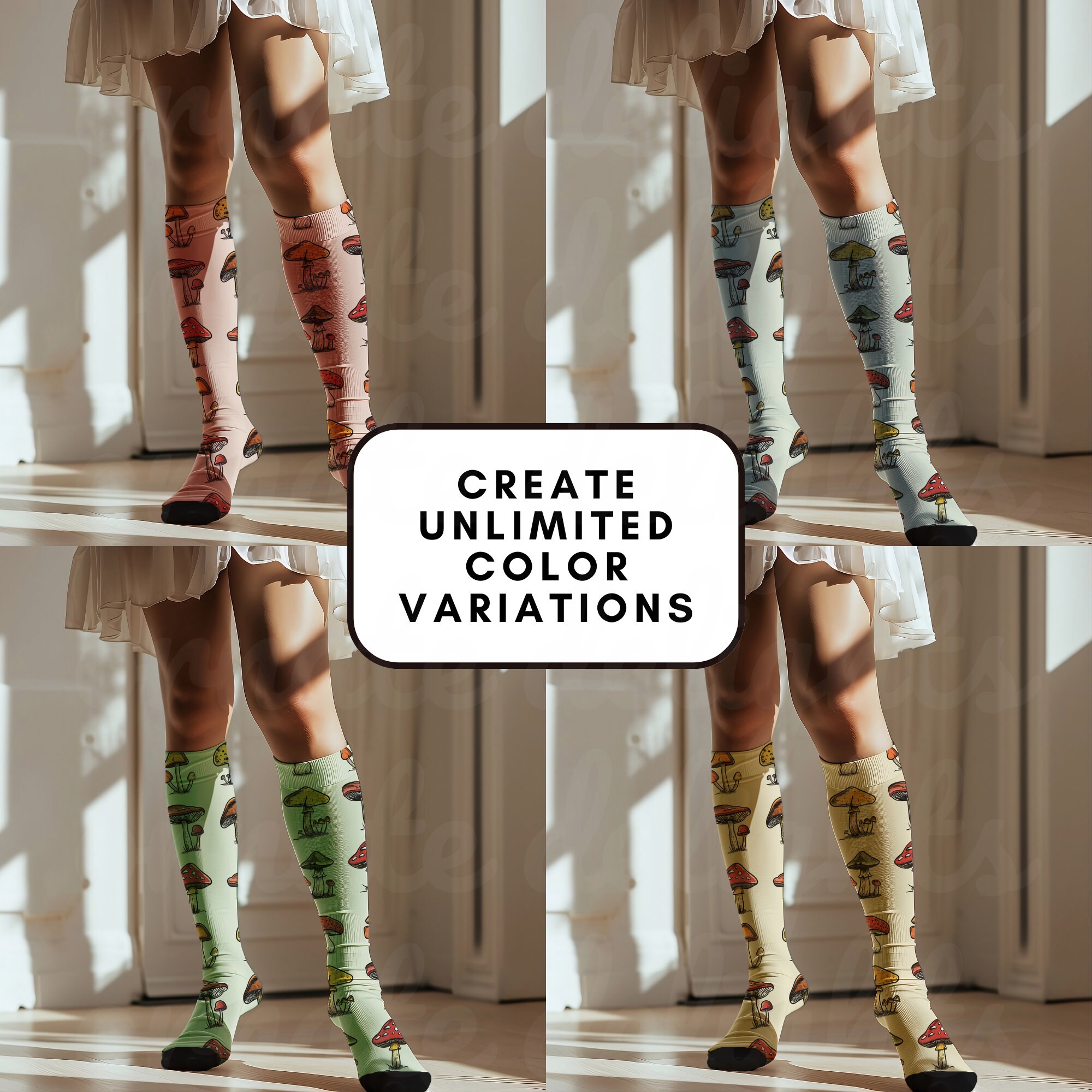 Crew Sock Photoshop Mockup, Smart Object Layer PSD Mock, Sublimation ...