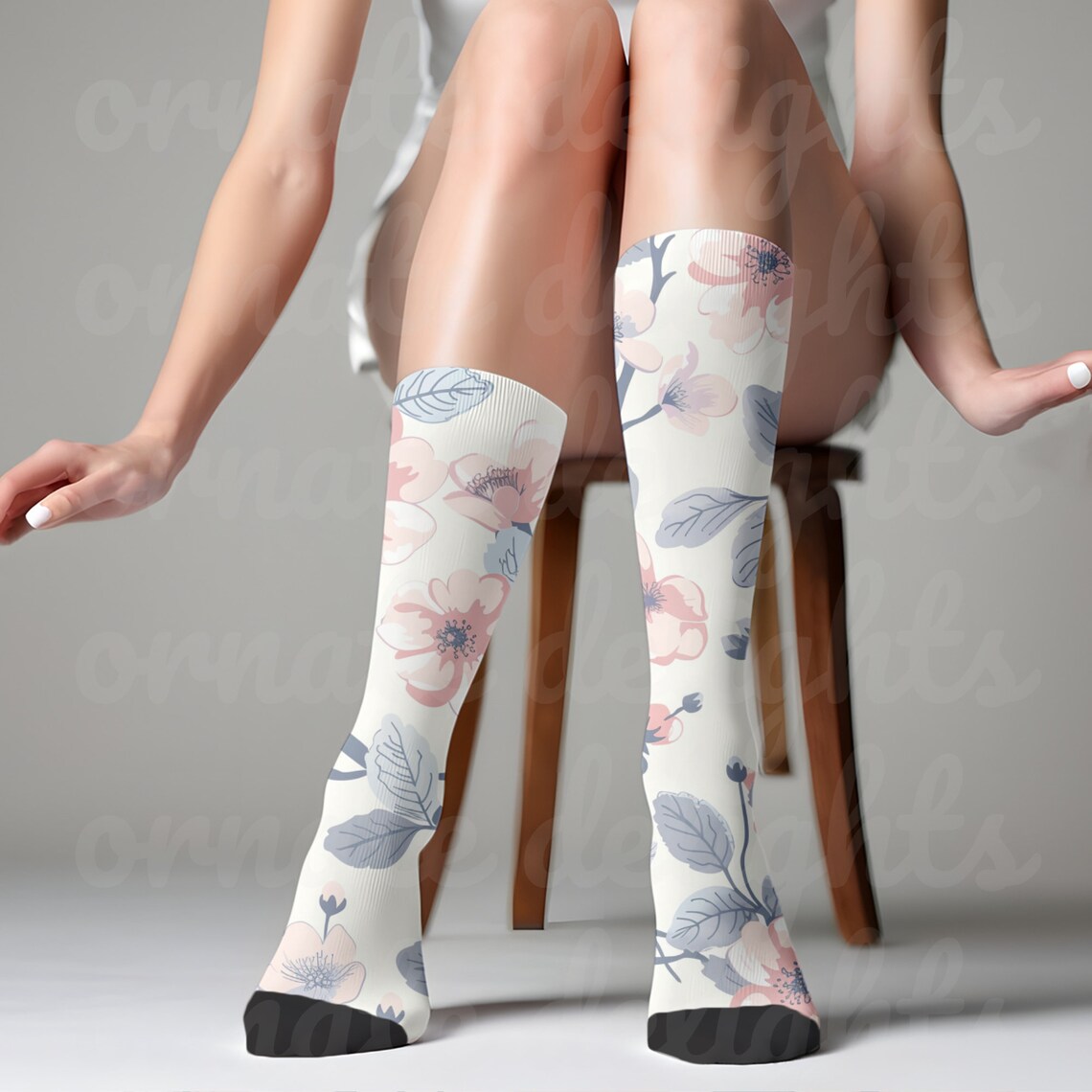 Cushioned Crew Sock Mockup, Sublimation All Over Print AOP Sock Mock, 3 ...