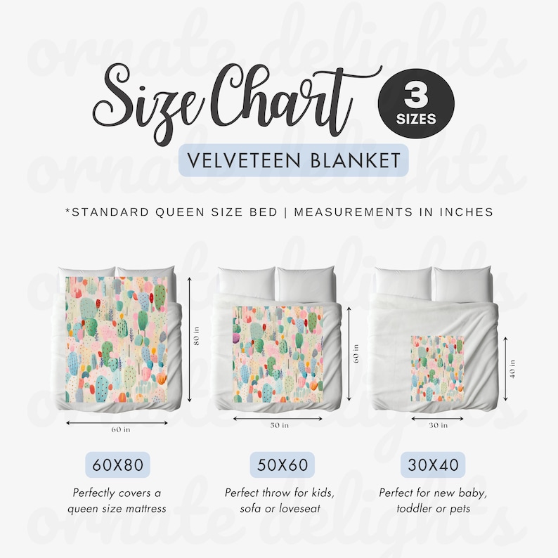 Blanket Mockup Size Guide, Drag and Drop Canva Overlay PNG, Velveteen ...