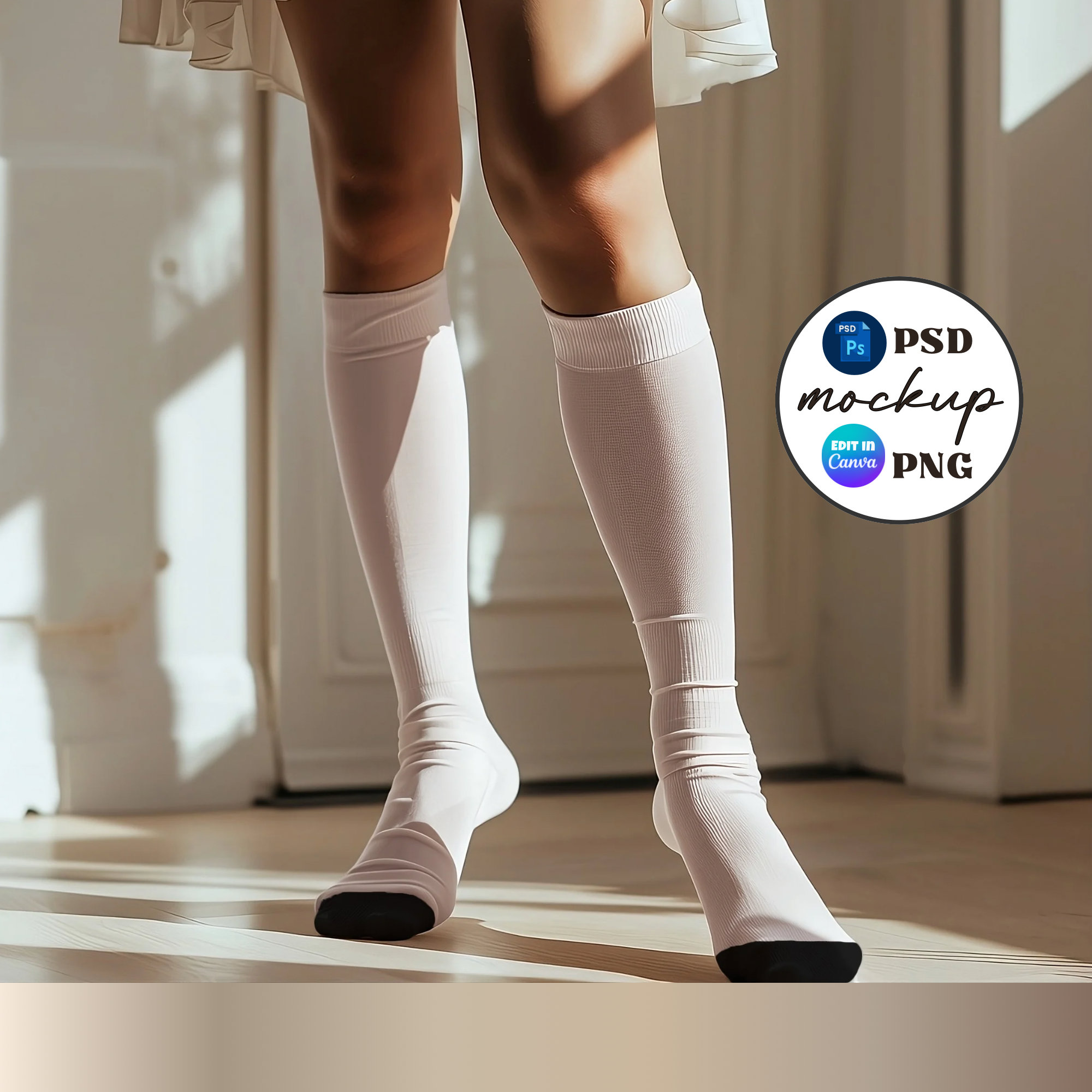 Crew Sock Photoshop Mockup, Smart Object Layer PSD Mock, Sublimation ...