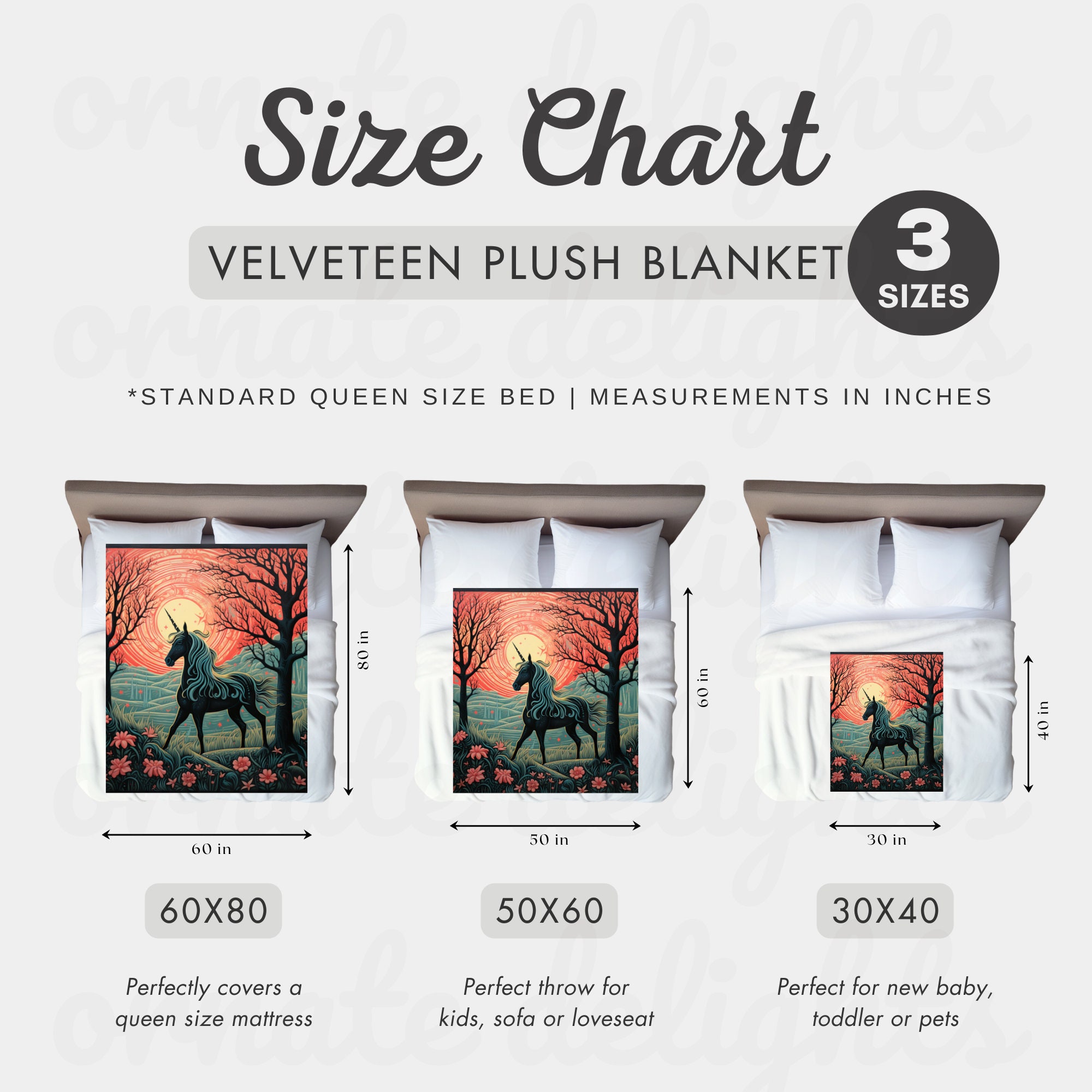 Blanket Mockup Size Guide, Drag and Drop Canva Overlay PNG, Velveteen ...