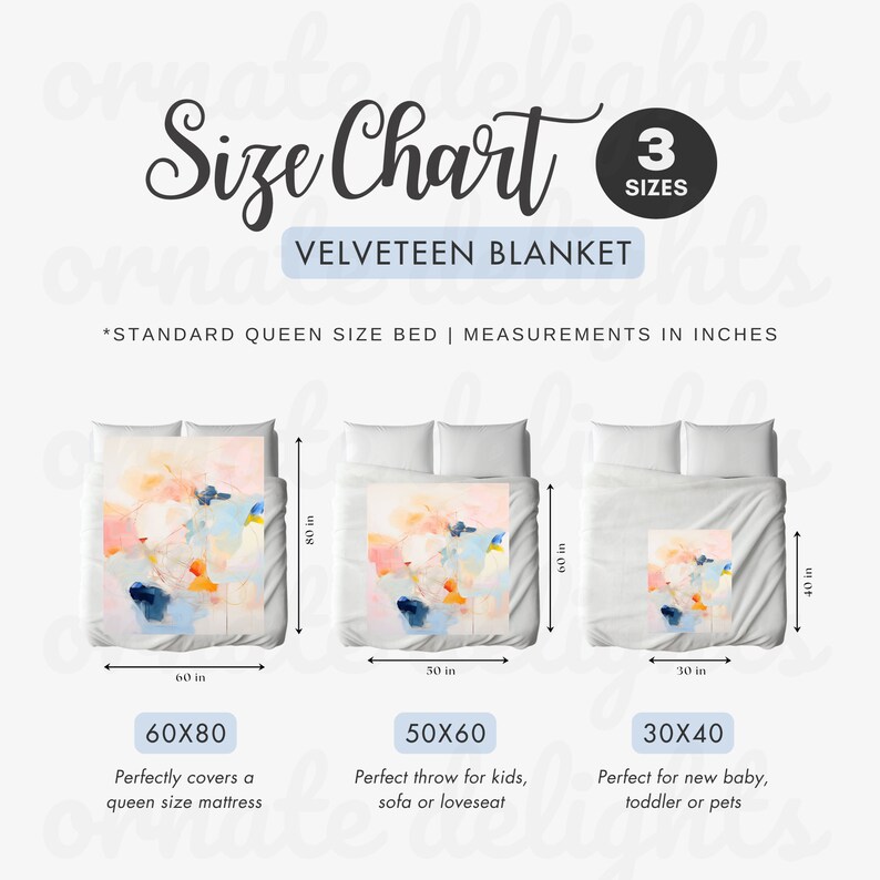 Blanket Mockup Size Guide, Drag and Drop Canva Overlay PNG, Velveteen ...