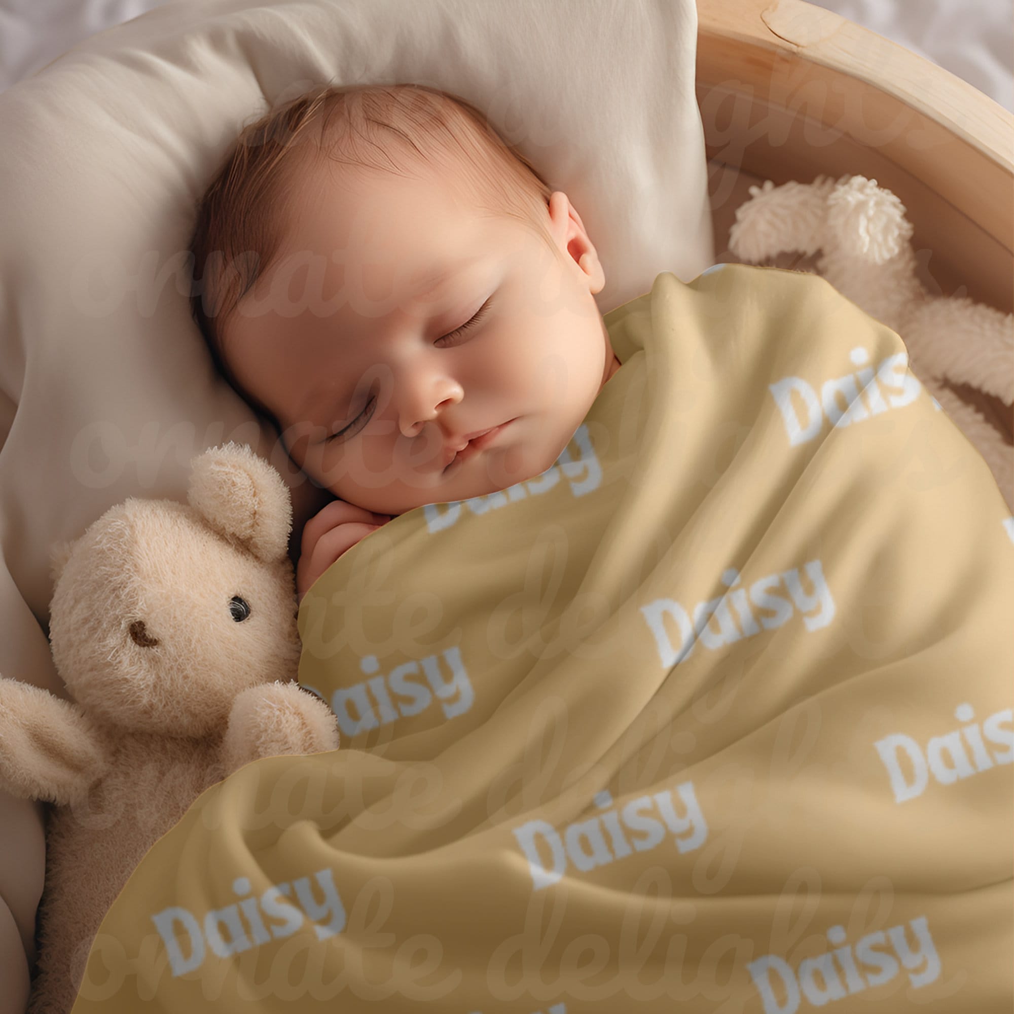 Sleeping Baby Blanket Mockup, Best Canva Drag & Drop Overlay Mock, Name ...