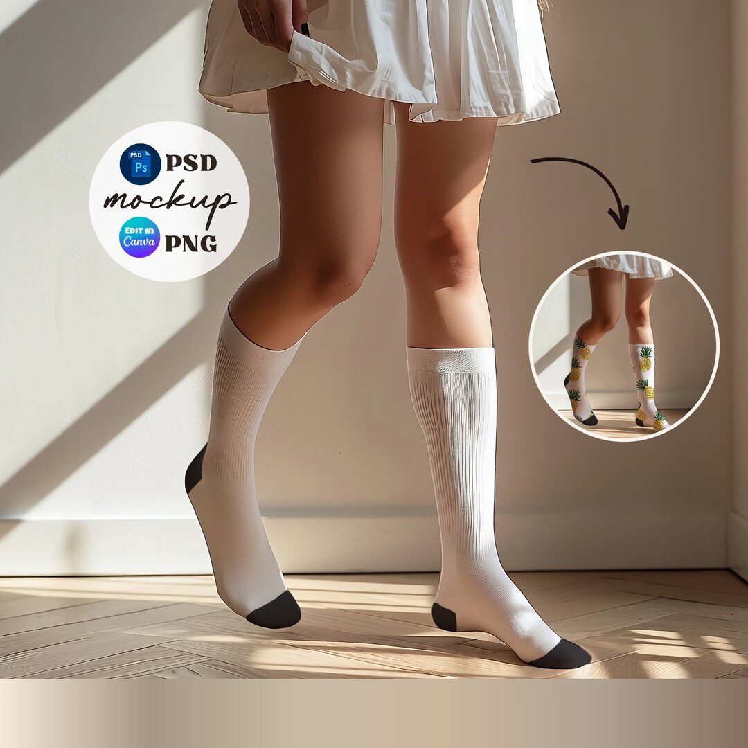 Cushioned Sock Photoshop Mockup, Smart Object Layer PSD Mock ...