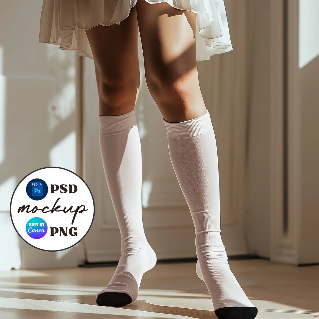 Crew Sock Photoshop Mockup, Smart Object Layer PSD Mock, Sublimation ...
