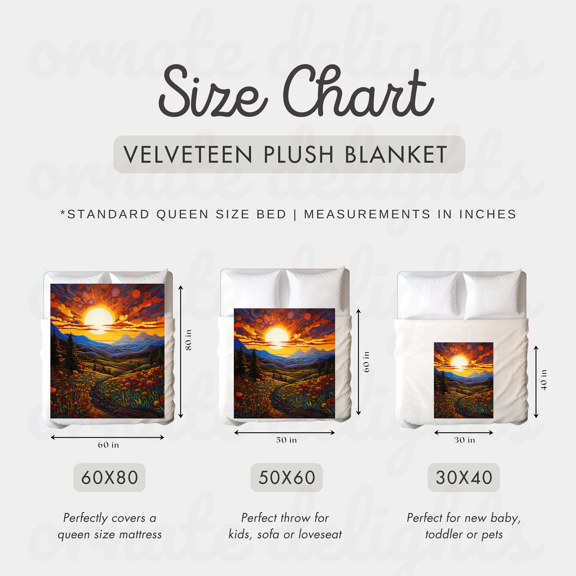 Blanket Mockup Size Guide, Drag and Drop Canva Overlay PNG, Velveteen ...
