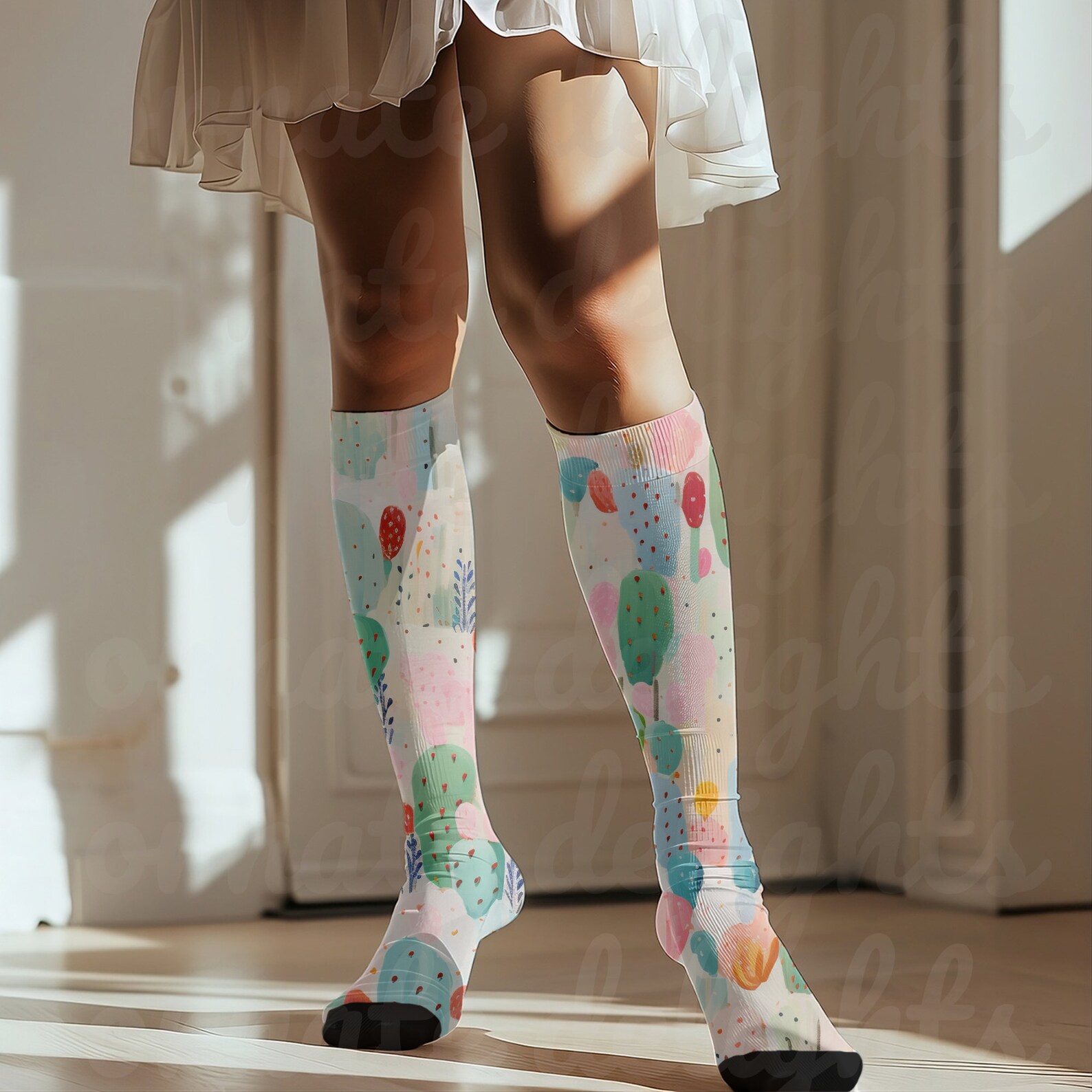 Cushioned Crew Sock Mockup, Sublimation All Over Print AOP Sock Mock, 3 ...