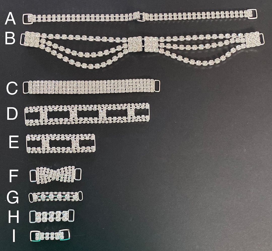 Silver Rhinestone Bikini Back, Strap & Hip Connectors. Various Lengths ...