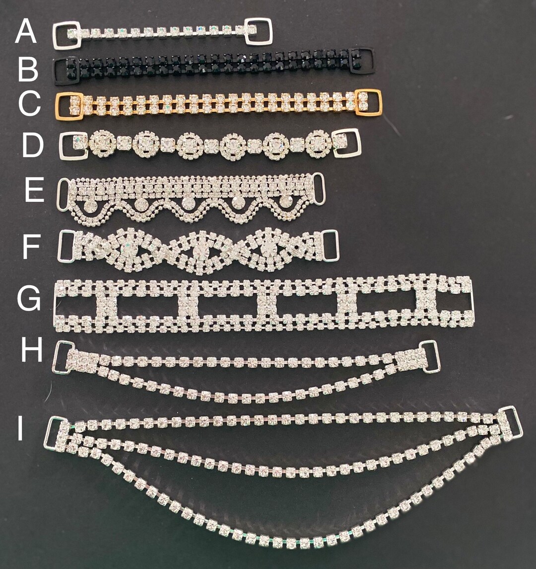 Rhinestone Connectors - Silver, Gold, Black. Strap & Hip Connectors ...