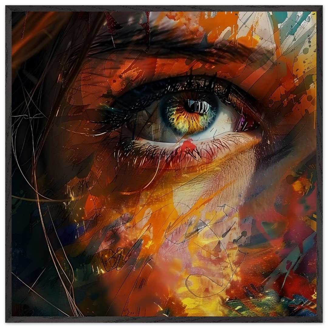 Wood Framed Wall Art Striking Eye Gaze Stunning Acrylic Style Wall ...
