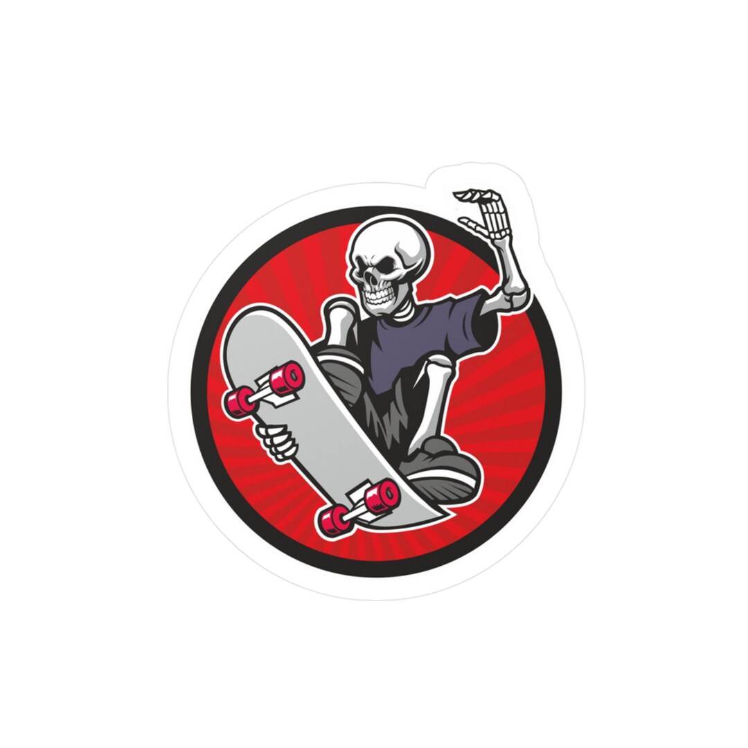 Skeleton on A Skateboard Sticker - Etsy