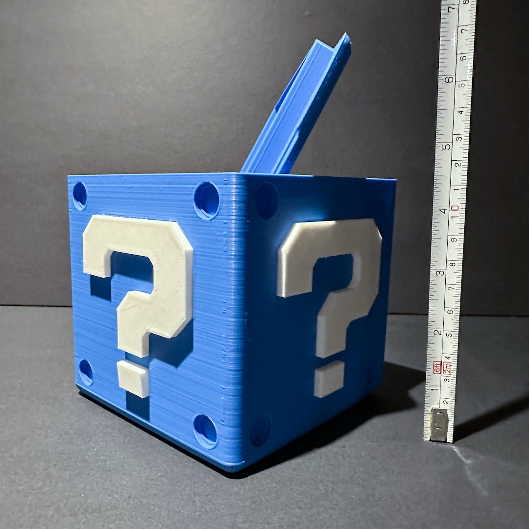 3D Print Super Mario Question Block Life-size Container Question Mark ...